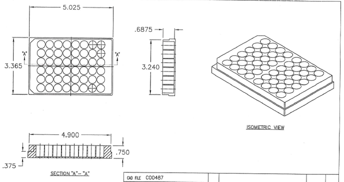48-Well Custom Flat Bottom Base Plate for 12 x 32 Vials (481232 ...