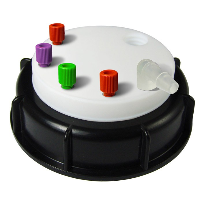 Canary-Safe Waste Cap, S90, with 4 Standard Tubing Ports & 1 Port for ...